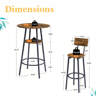 17 Stories Bistro Table and Chairs Set of 2, 3-Piece Bar Table and Chairs, Small 2-Tier Round ...